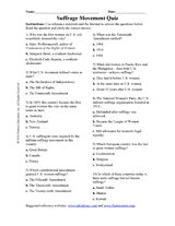9th Grade Suffrage and Women's Rights Worksheets